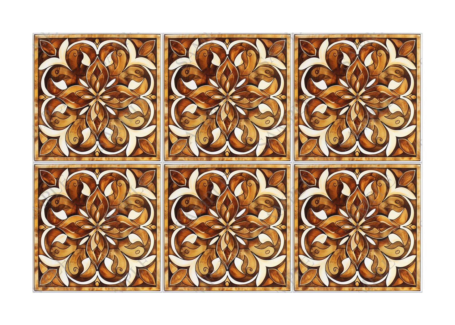Warm Caramel Brown Ceramic Tile - Vintage Moroccan Tile Design ...