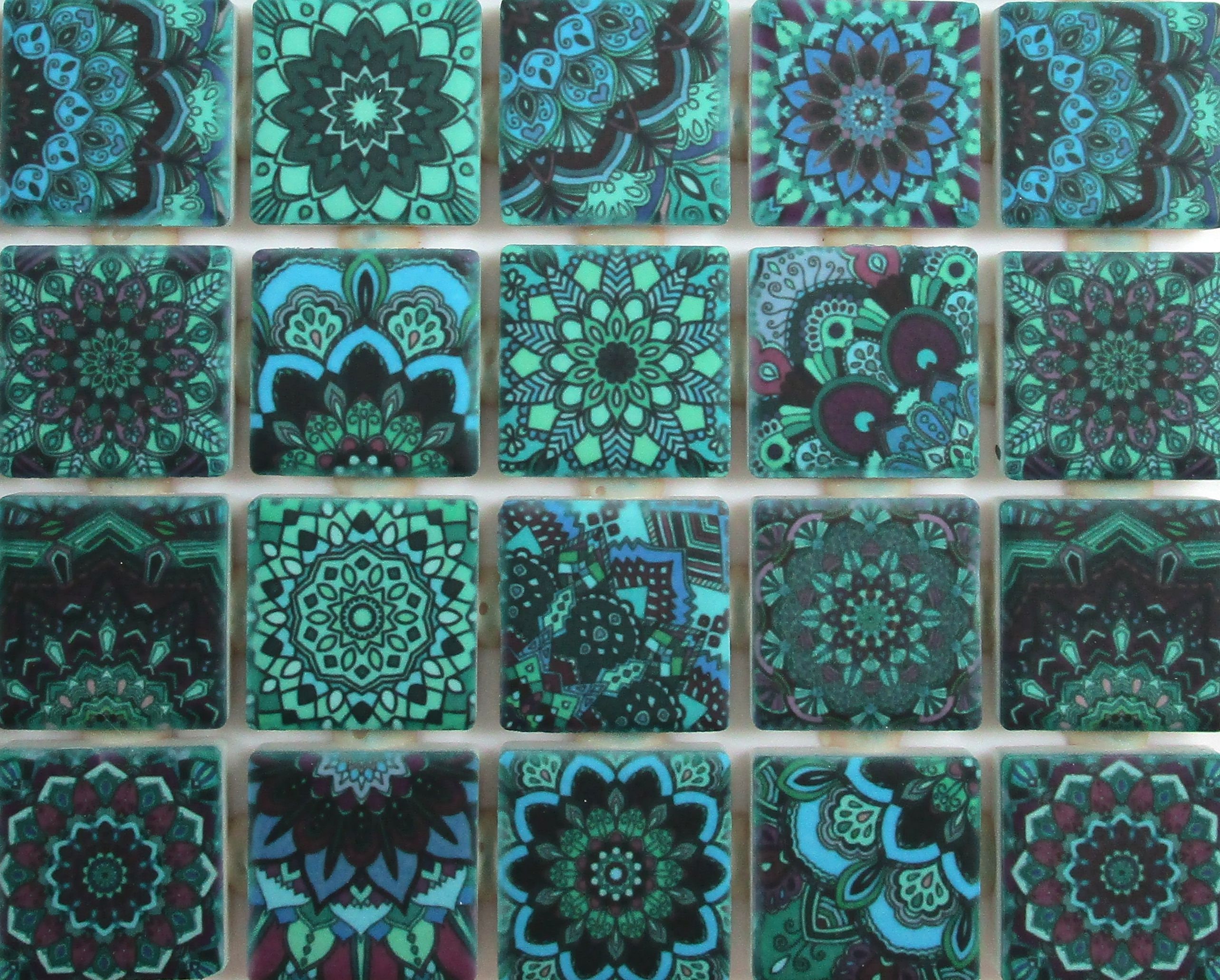 Ceramic Mosaic Tiles Blue Green Teal Medallions Moroccan - Etsy