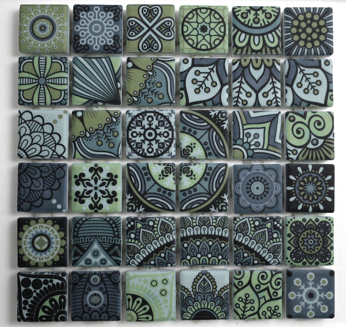 Ceramic Mosaic Tiles Boho Medallions Moroccan Tile Mosaic - Etsy