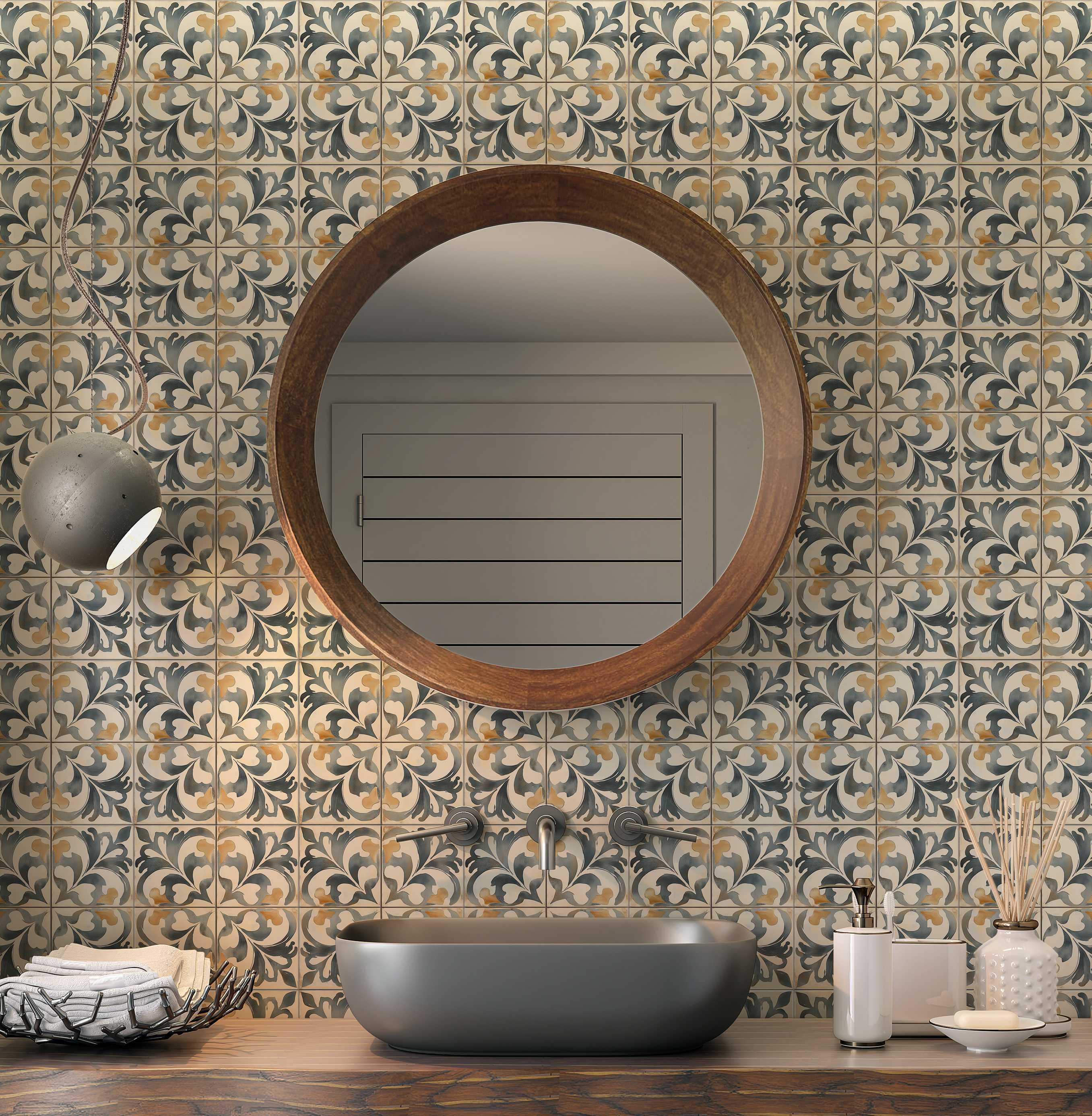 Charcoal Gray Tan Ceramic Tile - Decorative Kitchen Backsplash Tile ...