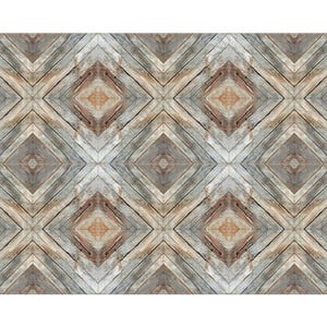 Gray Tan Wood Design Ceramic Tile - Geometric Kitchen Backsplash Tile ...
