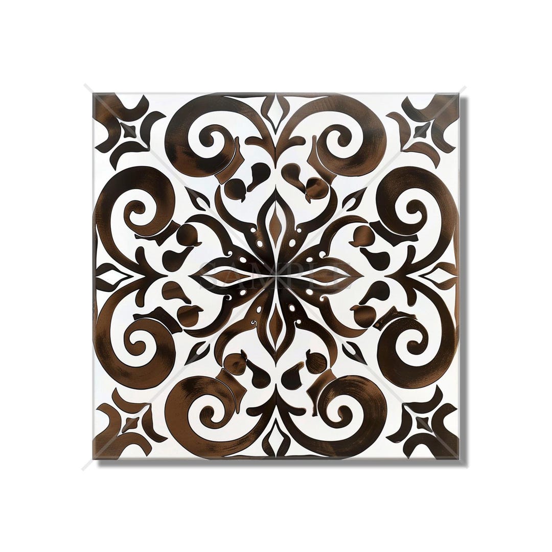 Dark Brown Patterned Ceramic Tile Vintage Moroccan Tile Design - Unique ...