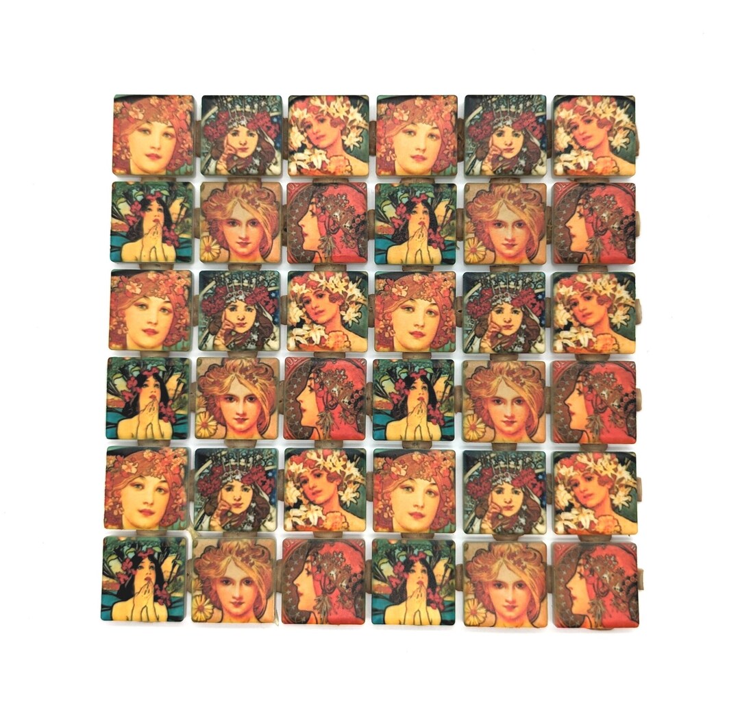 Ceramic Mosaic Tiles Alphonse Mucha Mixed Art Nouveau Tiles - Mosaic ...