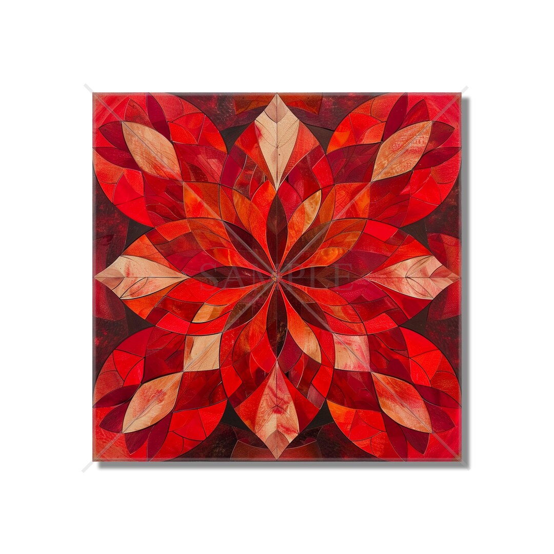 Red Patterned Ceramic Tile - Red Kitchen Backsplash Tile - Red Bathroom ...