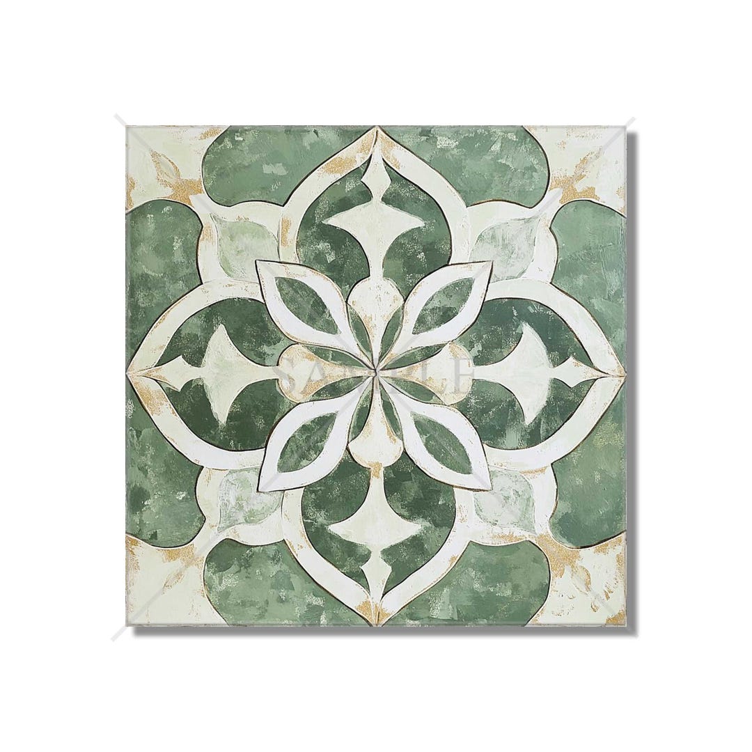 Aged Green Ceramic Tile - Vintage Aged Design Tile - Unique Green ...