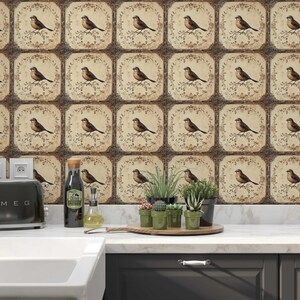 Vintage Bird Design Ceramic Tile - Ceramic Tiles With Birds - Bird ...