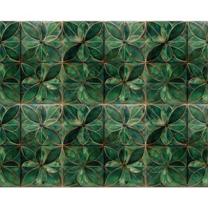 Dark Green Patterned Ceramic Tile - Green Kitchen Backsplash Tile ...