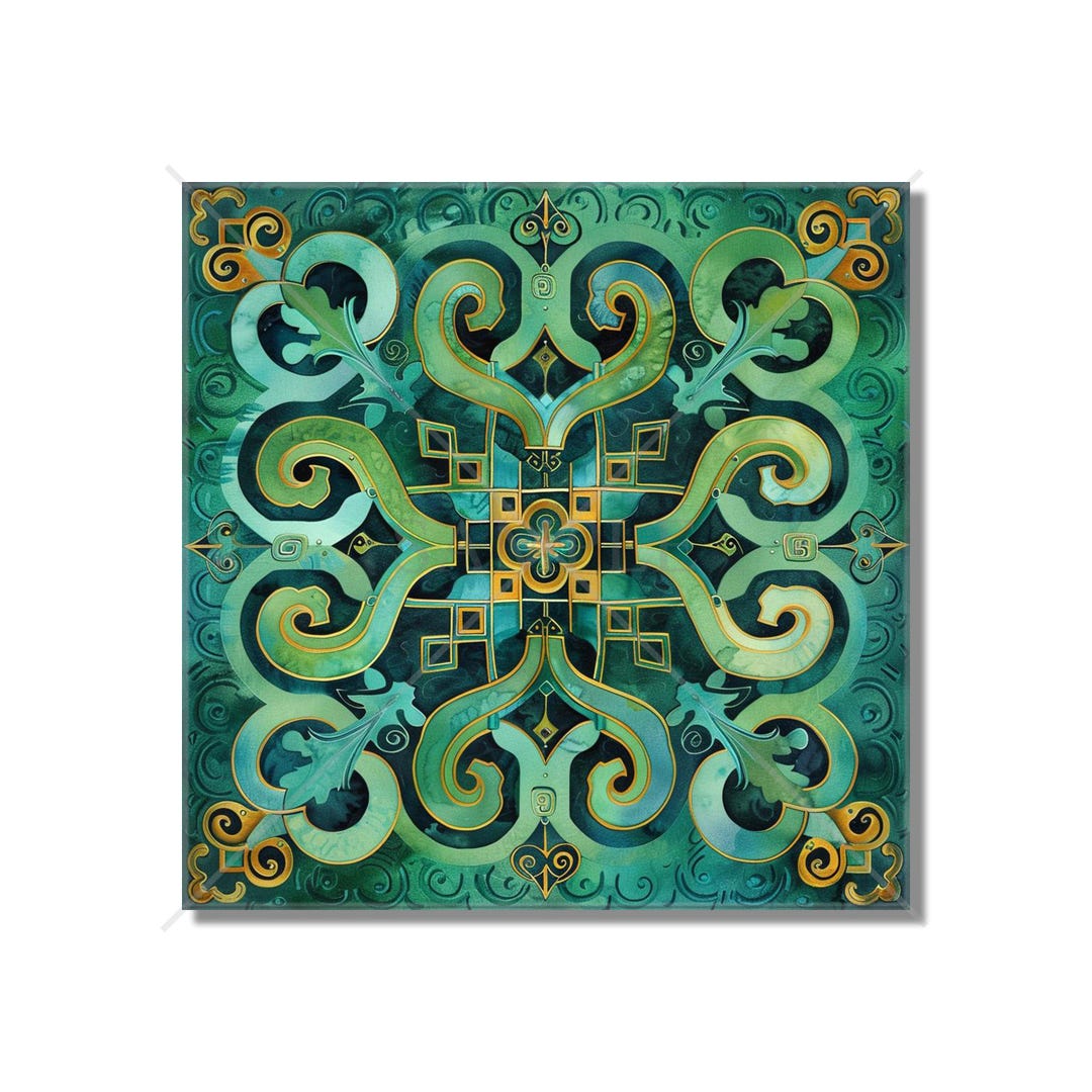 Blue Green Ceramic Tile Labyrinth Design Tile - Unique Kitchen ...