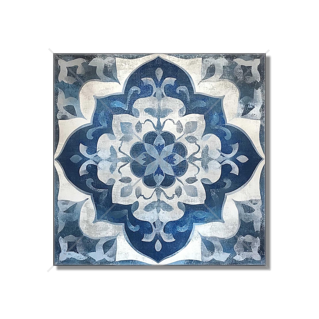 Blue and Gray Ceramic Tile - Vintage Moroccan Tile Design - Kitchen ...