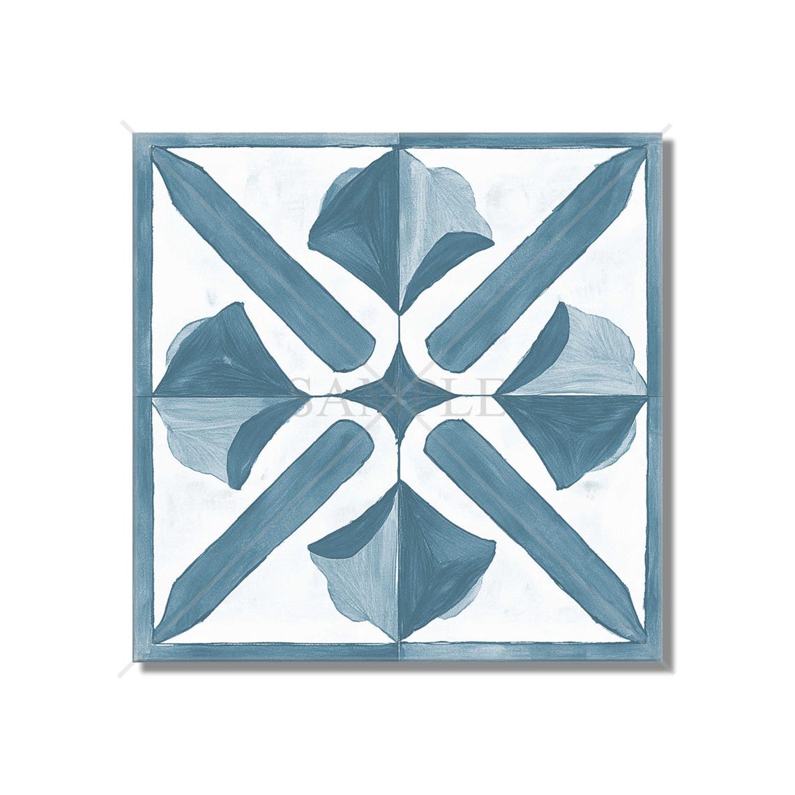 Blue and White Geometric Design Ceramic Tile - Unique Blue Kitchen ...