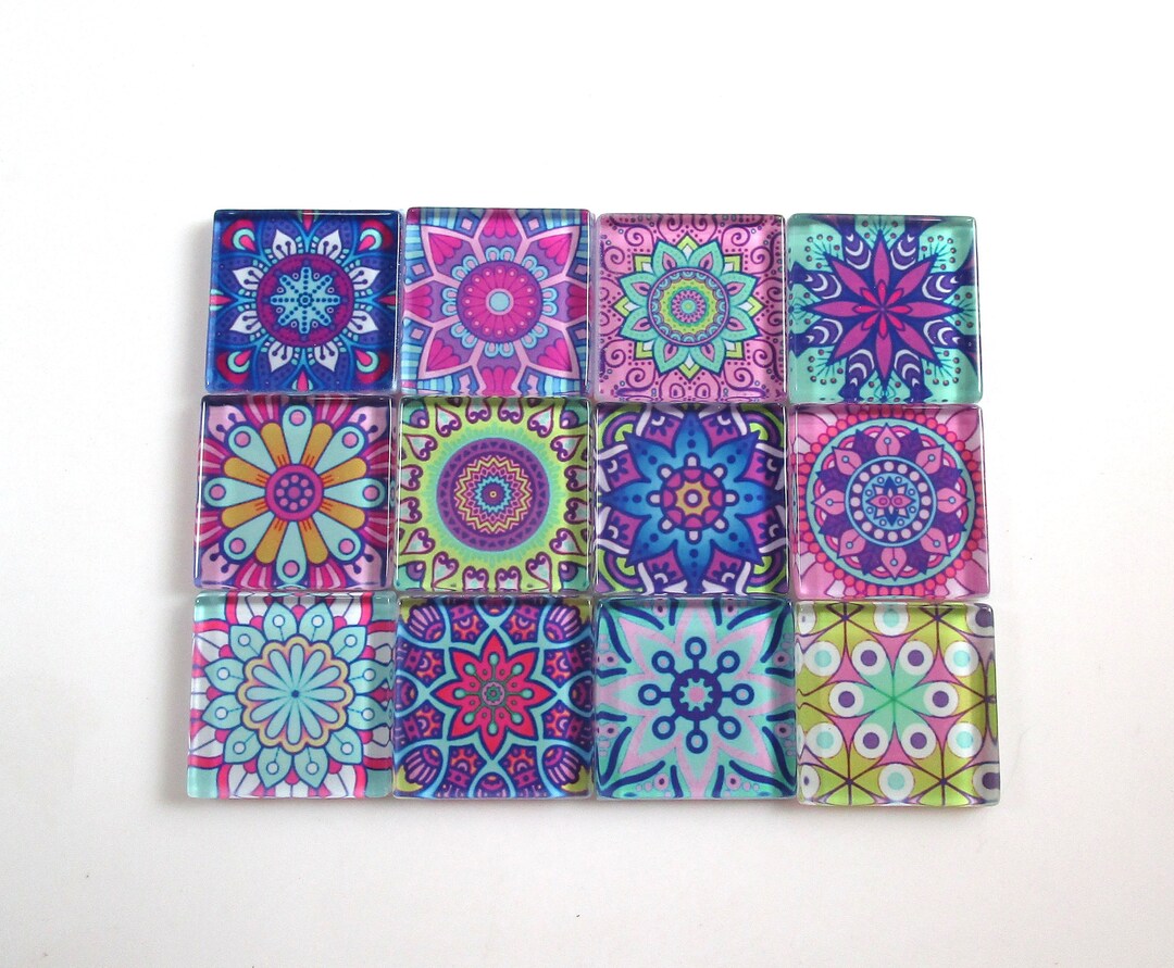 Glass Mosaic Tiles Boho Medallions Glass Mosaic Tiles Bright Colors 1 ...