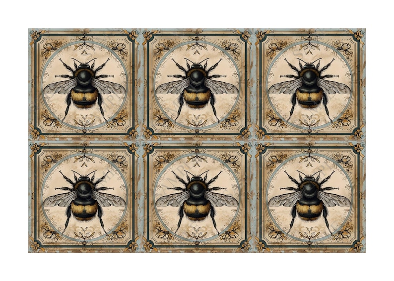 Vintage Bee Design Ceramic Tile - Kitchen Backsplash Tile - Unique ...