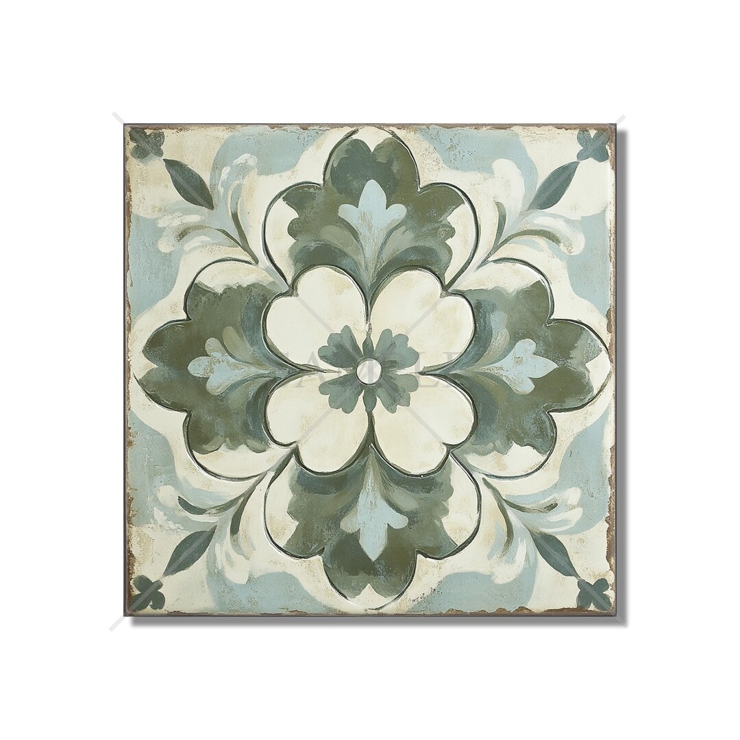 Aged Green Ceramic Tile - Vintage Aged Design Tile - Unique Green ...