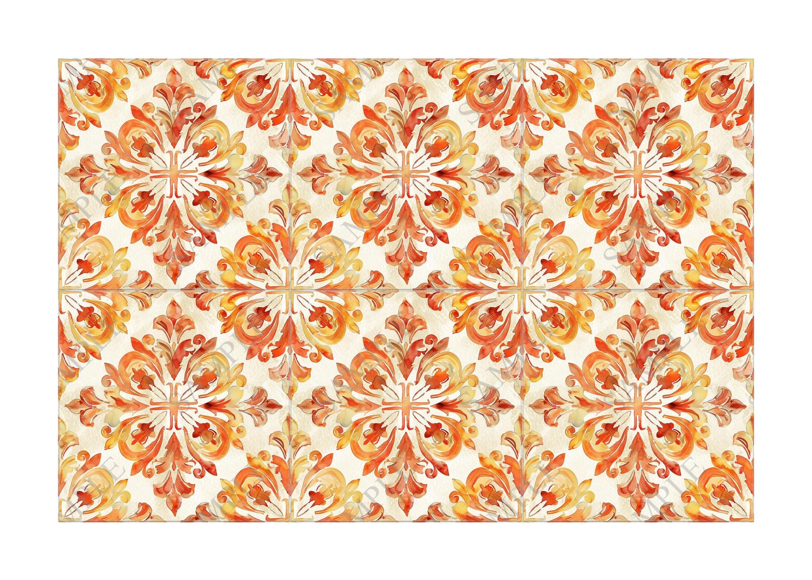Orange Patterned Ceramic Tile - Orange Patterned Tile Kitchen ...