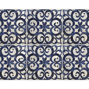 Navy Blue Grey Ceramic Tile - Vintage Moroccan Tile Design - Kitchen ...
