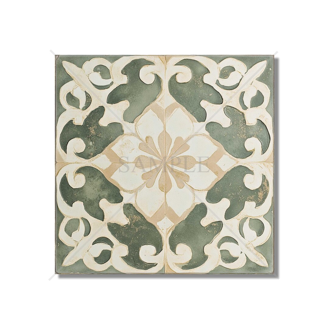 Sage Green Ceramic Tile Antique Patterned Green Kitchen Backsplash Tile ...