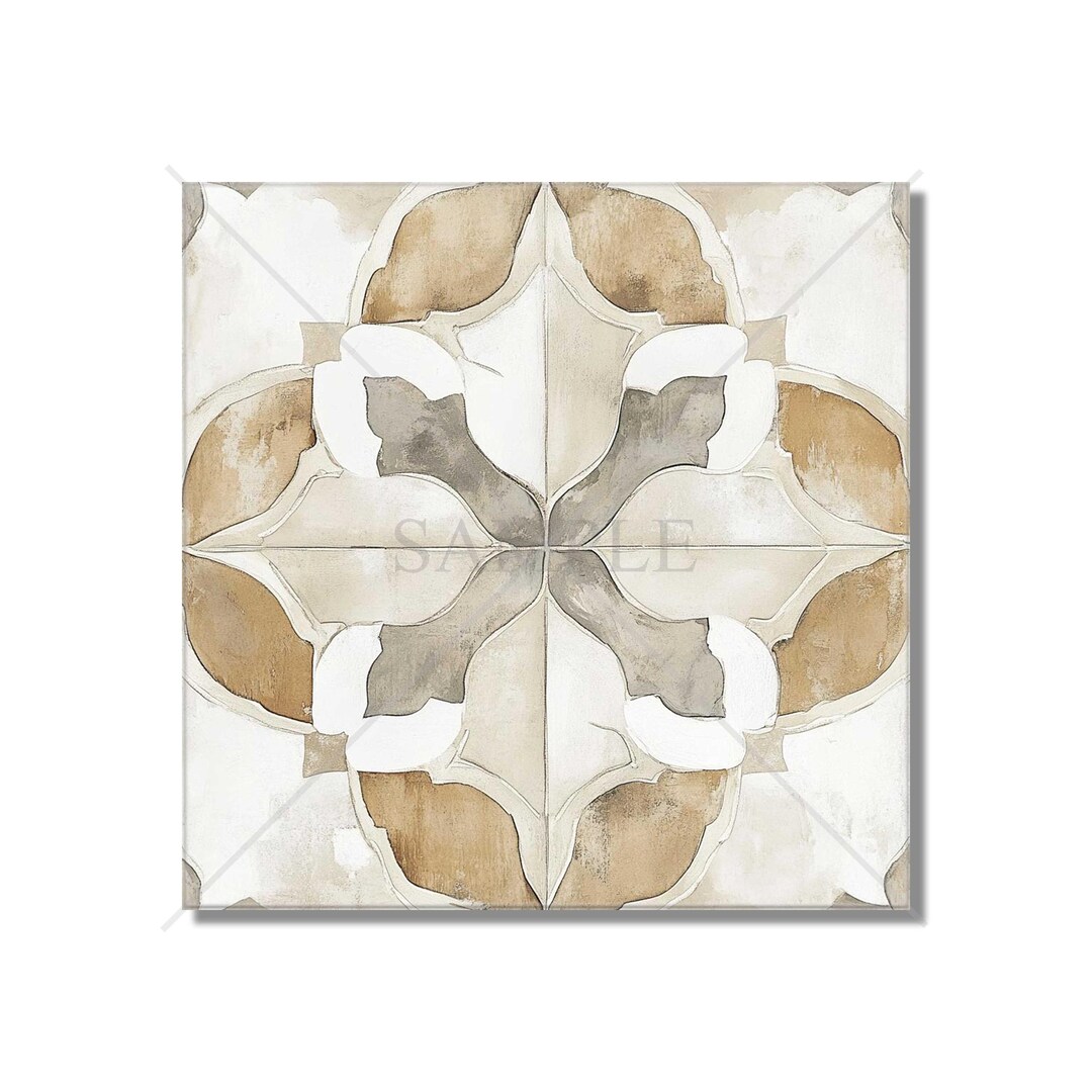 Vintage Neutral Tones Ceramic Tile Unique Patterned Kitchen Backsplash ...