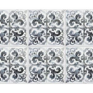 Cool Grey Ceramic Tile Backsplash - Patterned Grey Tile Design - Unique ...