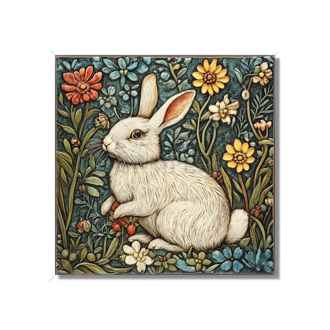 William Morris Vintage Rabbit Tile Decorative Rabbit Ceramic Tile ...