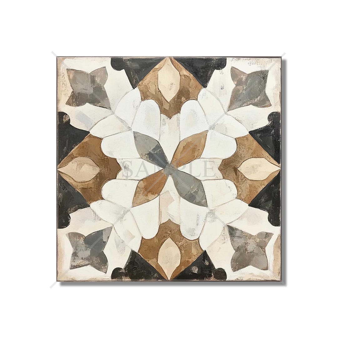 Vintage Neutral Tones Ceramic Tile Unique Patterned Kitchen Backsplash ...