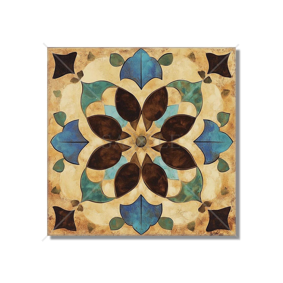 Tan Blue Green Ceramic Tile - Kitchen Tile - Unique Backsplash Tile ...