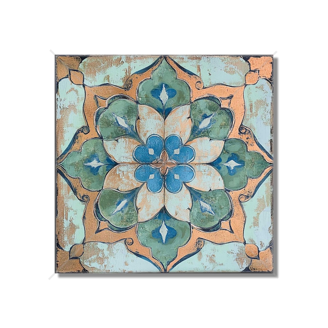 Mint Green Blue Copper Ceramic Tile - Vintage Moroccan Tile Design ...