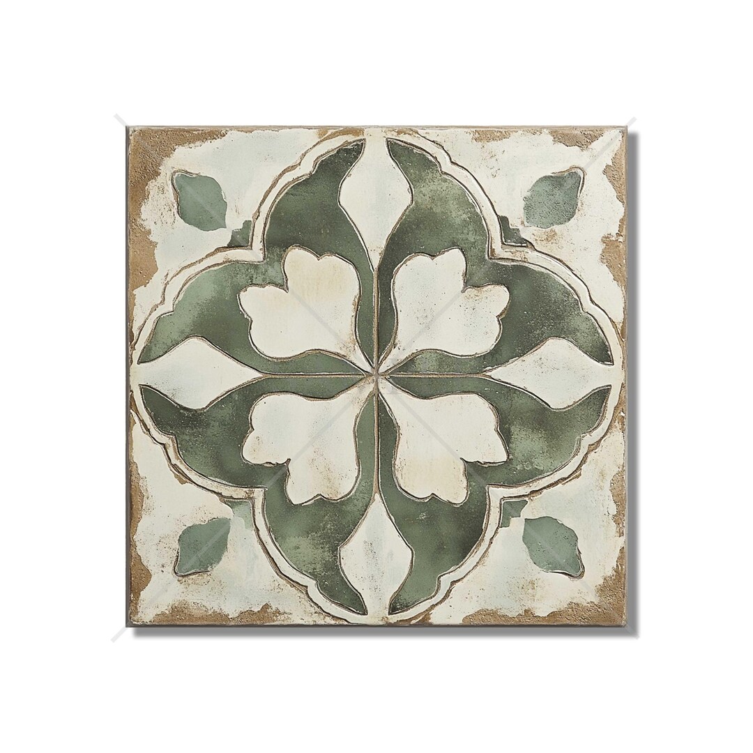 Ceramic Tile Sage Green Patterned Vintage Design Kitchen Backsplash ...
