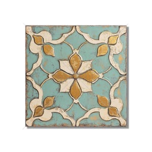 Light Mint Patterned Ceramic Tile - Vintage Moroccan Design Mint ...