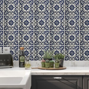 Navy Blue Ceramic Tile - Vintage Moroccan Tile Design - Kitchen ...