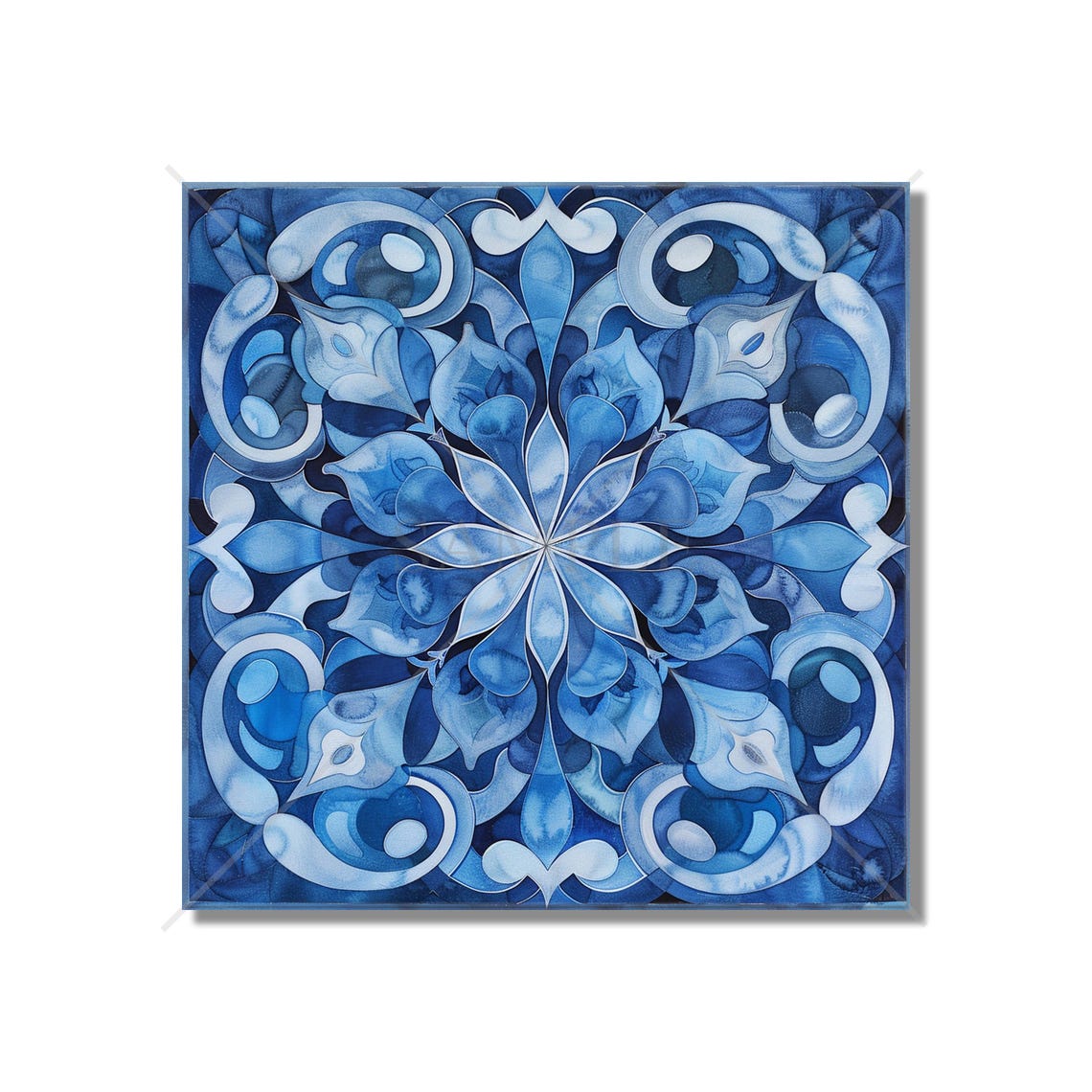 Azure Blue Patterned Ceramic Tile - Unique Blue Kitchen Backsplash Tile ...