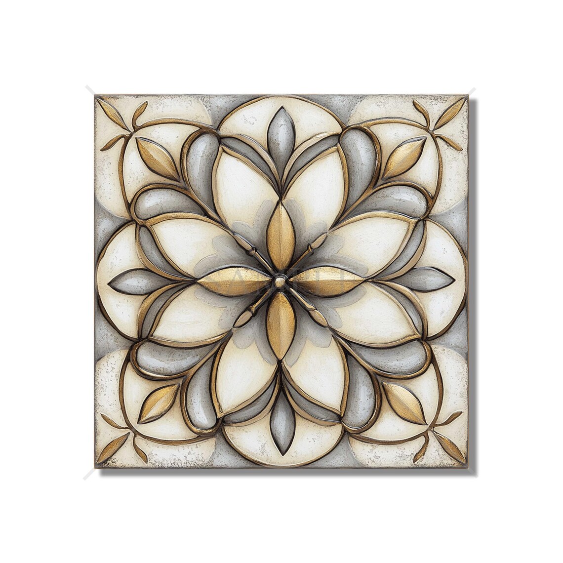 Vintage Neutral Tones Ceramic Tile Unique Patterned Kitchen Backsplash ...