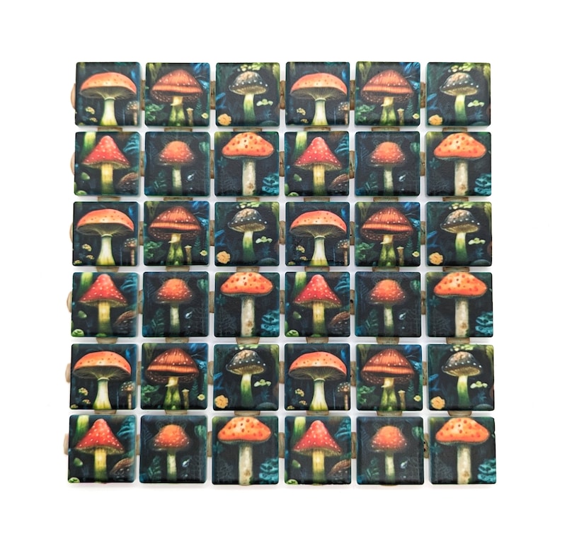 Mystical Mushroom Ceramic Mosaic Tiles - Mixed Mushroom Tiles - Mosaic ...