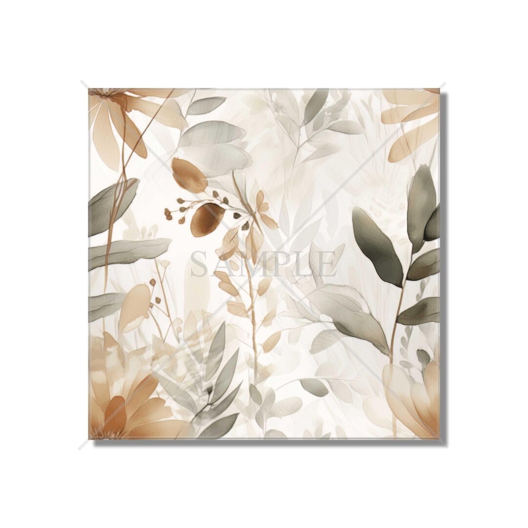 Botanical Floral Ceramic Tile - Botanical Kitchen Backsplash Tile ...