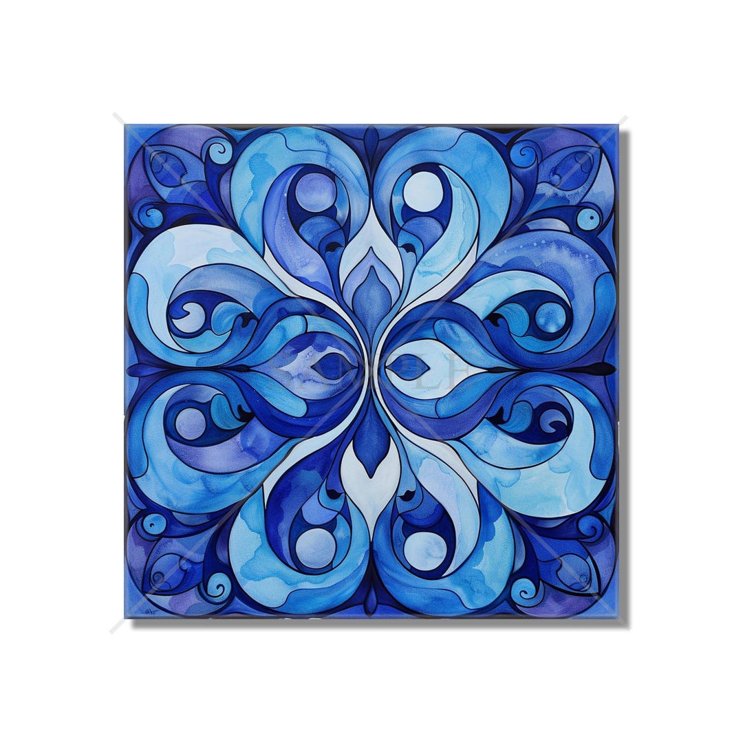 Blue Patterned Ceramic Tile - Kitchen Backsplash Tile - Blue Bathroom ...
