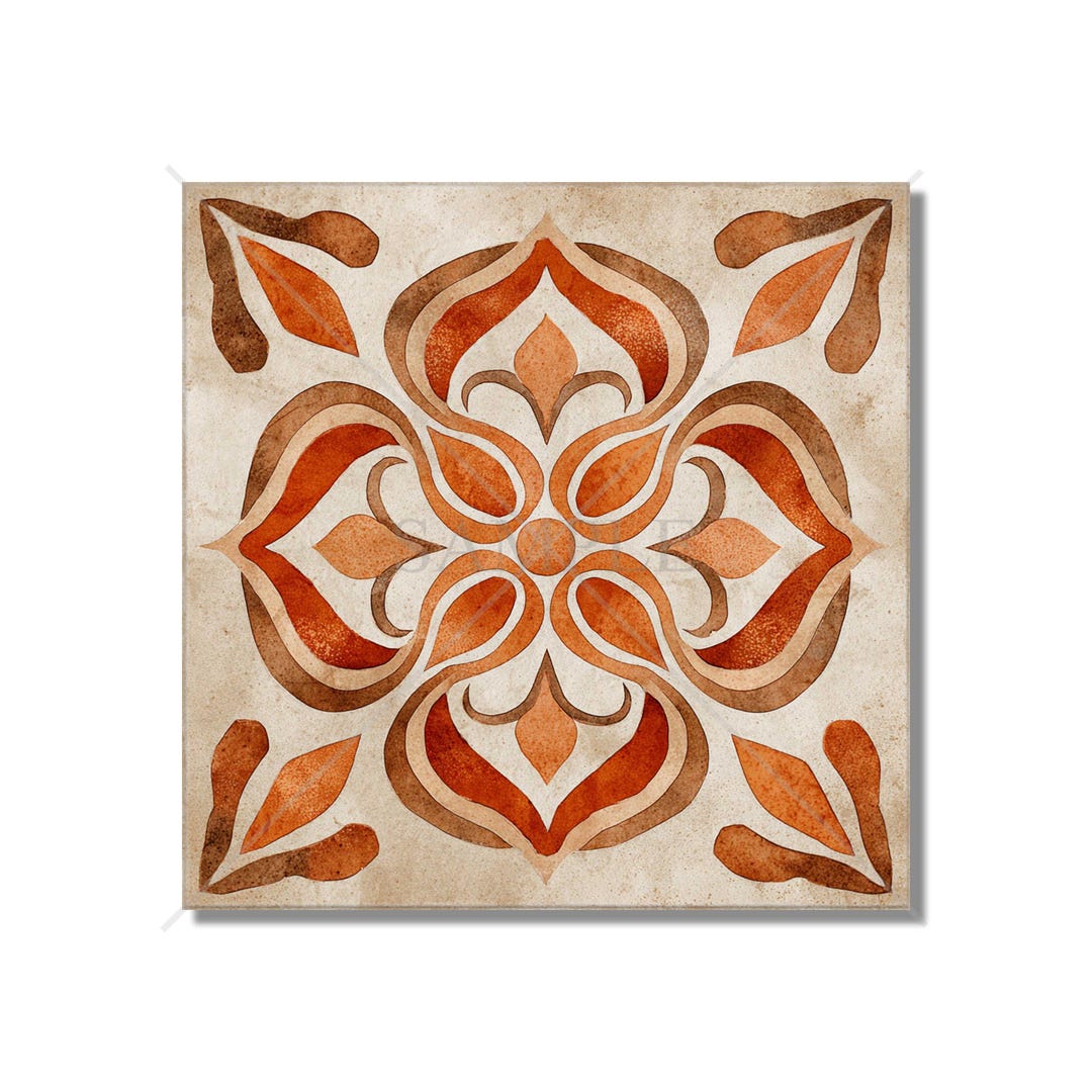 Vintage Design Orange Ceramic Tile - Orange Kitchen Backsplash Tile ...