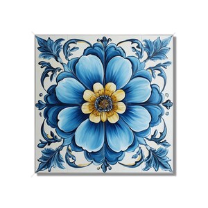 Ceramic Flower Accent Tiles Blue Floral Kitchen Backsplash Tile Floral ...