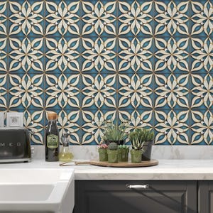 Ceramic Tile Blue Cream Patterned Tiles Unique Kitchen Backsplash Tile ...