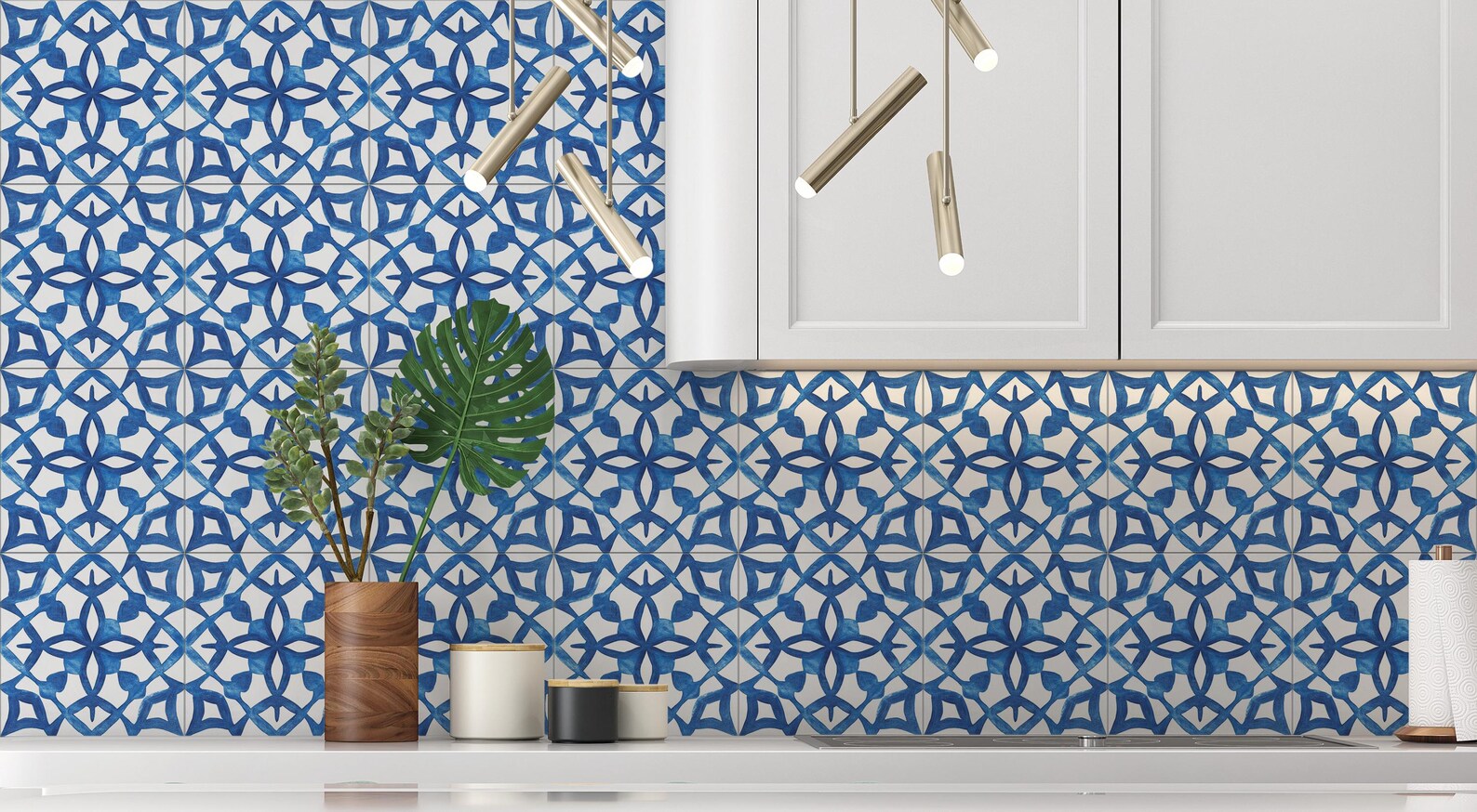 Blue and White Patterned Ceramic Tile - Unique Kitchen Backsplash Tile ...