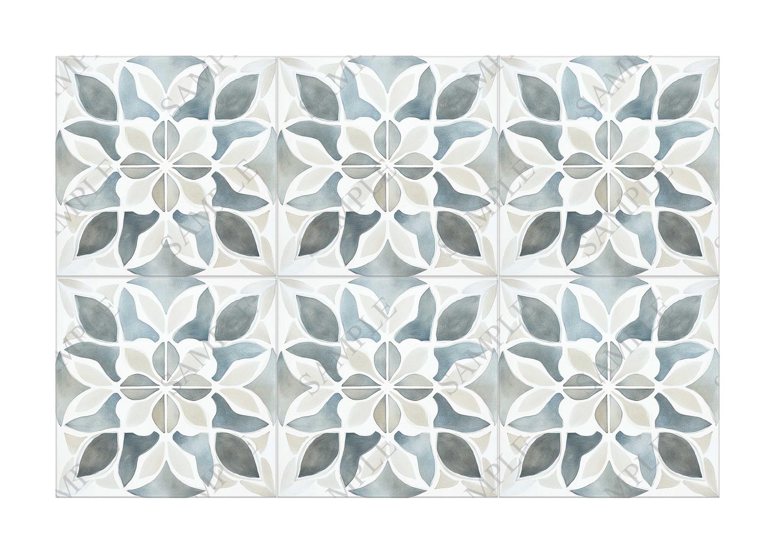 Light Blue Gray Ceramic Tile Patterned Vintage Design Kitchen ...