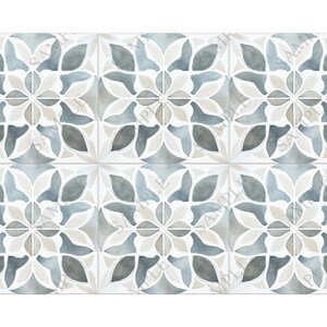 Light Blue Gray Ceramic Tile Patterned Vintage Design Kitchen ...