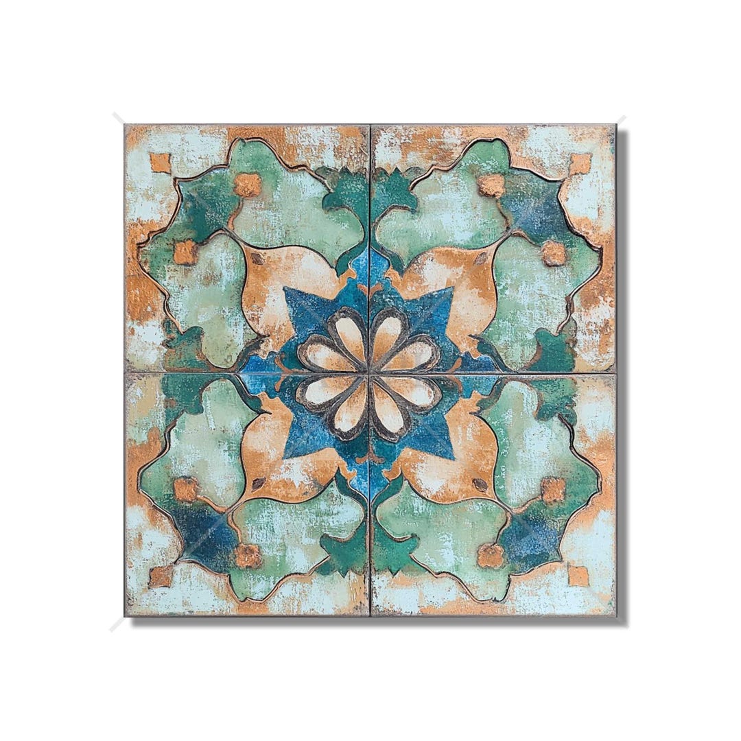 Mint Green Blue Copper Ceramic Tile - Vintage Moroccan Tile Design ...