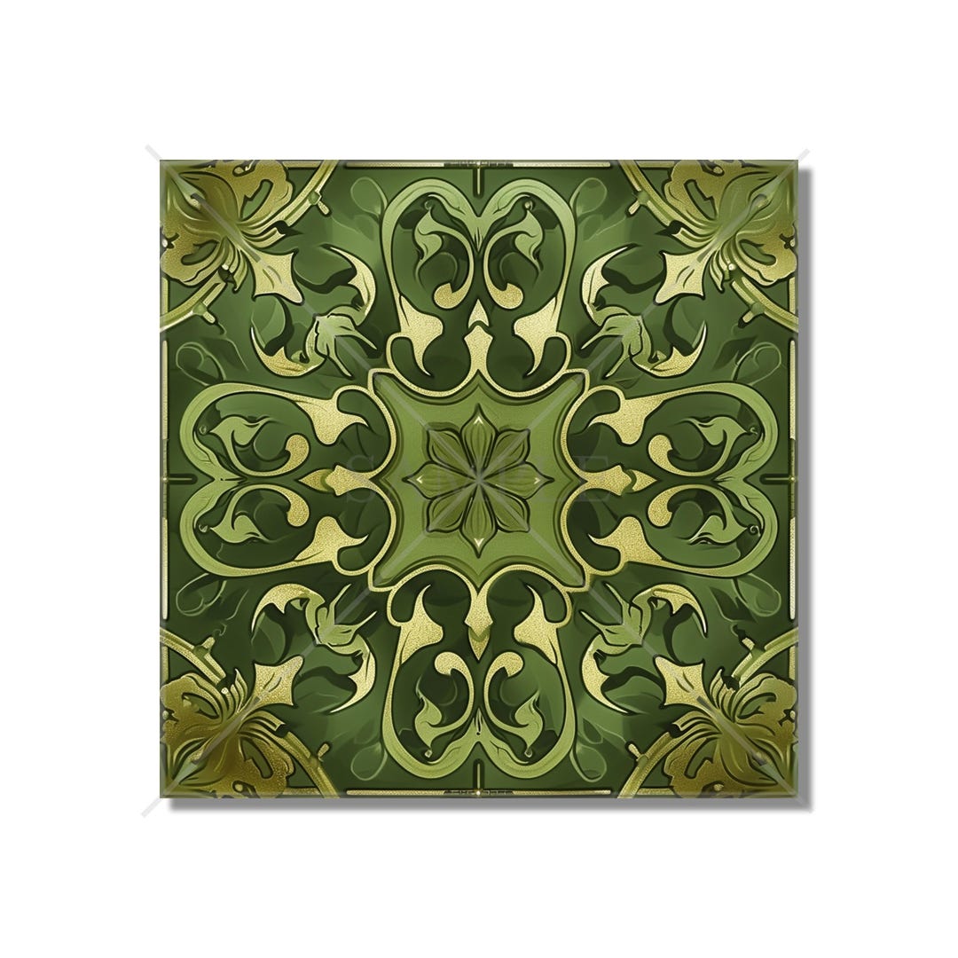 Green Ceramic Tile - Vintage Moroccan Tile Design - Green Kitchen ...