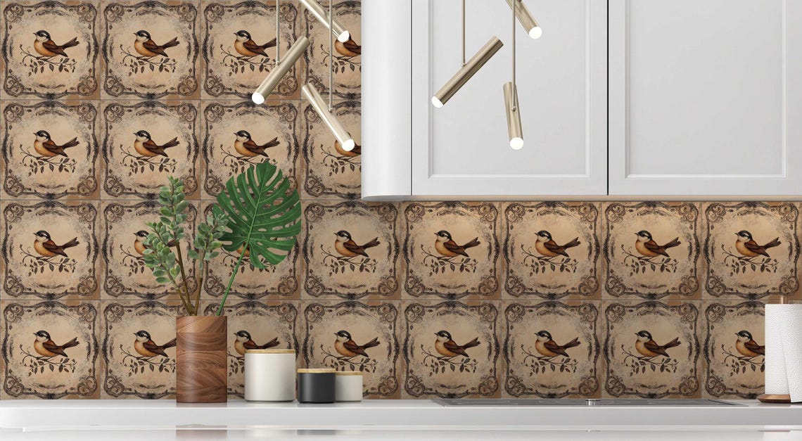 Vintage Bird Design Ceramic Tile - Ceramic Tiles With Birds - Bird ...