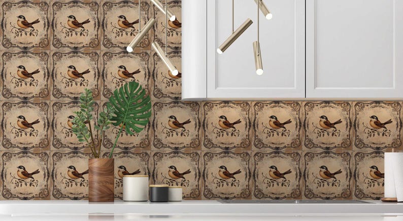 Vintage Bird Design Ceramic Tile - Ceramic Tiles With Birds - Bird ...
