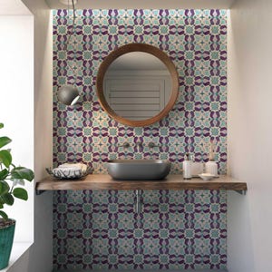 Blue and Purple Patterned Ceramic Tile - Unique Patterned Kitchen ...