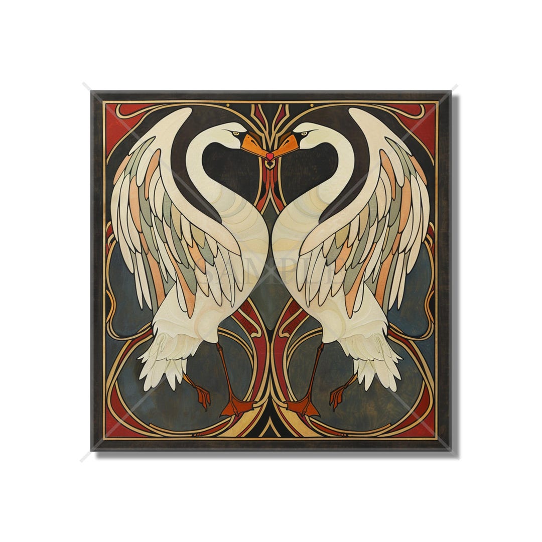 Art Nouveau Swan Design Ceramic Tile Unique Art Nouveau Kitchen ...