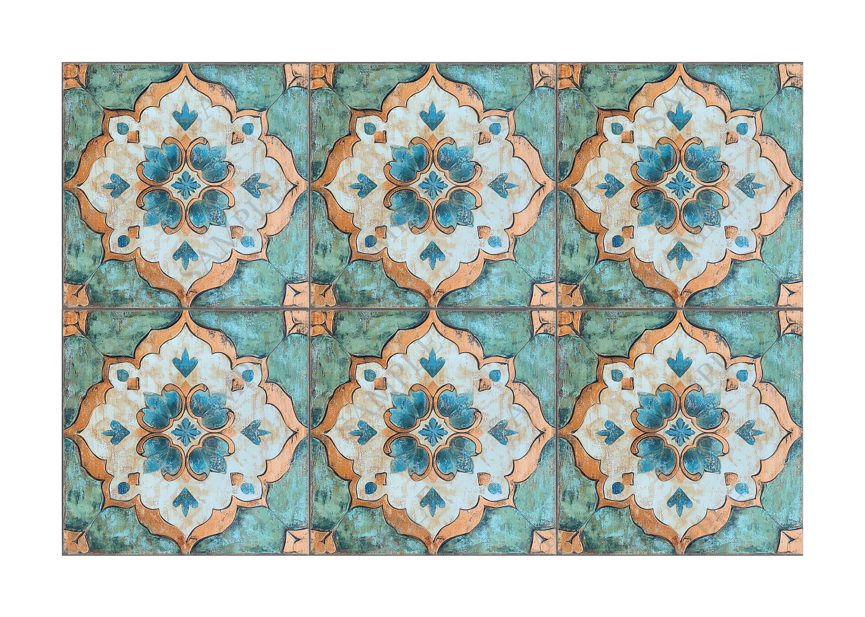 Mint Green Blue Copper Ceramic Tile - Vintage Moroccan Tile Design ...