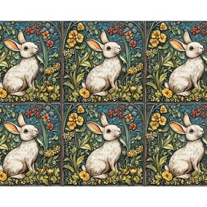 William Morris Vintage Rabbit Tile Decorative Rabbit Ceramic Tile ...