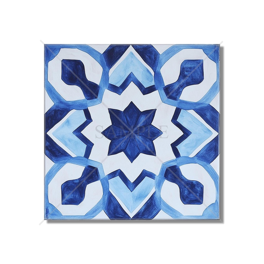 Blue Patterned Ceramic Tile - Unique Blue Kitchen Backsplash Tile ...
