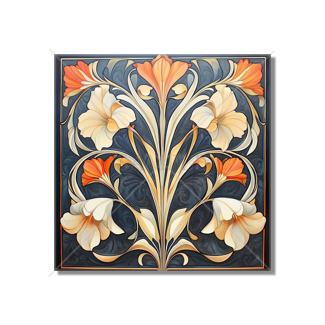 Moody Art Nouveau Deco Design Ceramic Tile Art Nouveau Kitchen Accent ...
